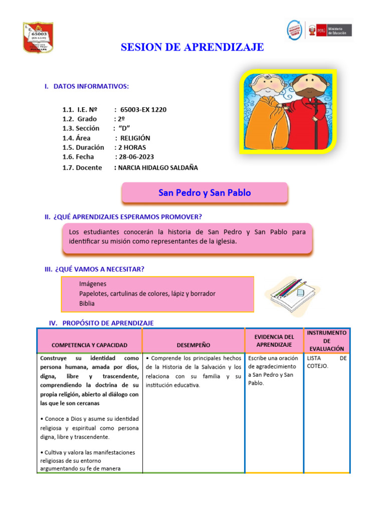 Sesion San Pedro Y San Pablo Día 28 06 23 Pdf Iglesia Católica