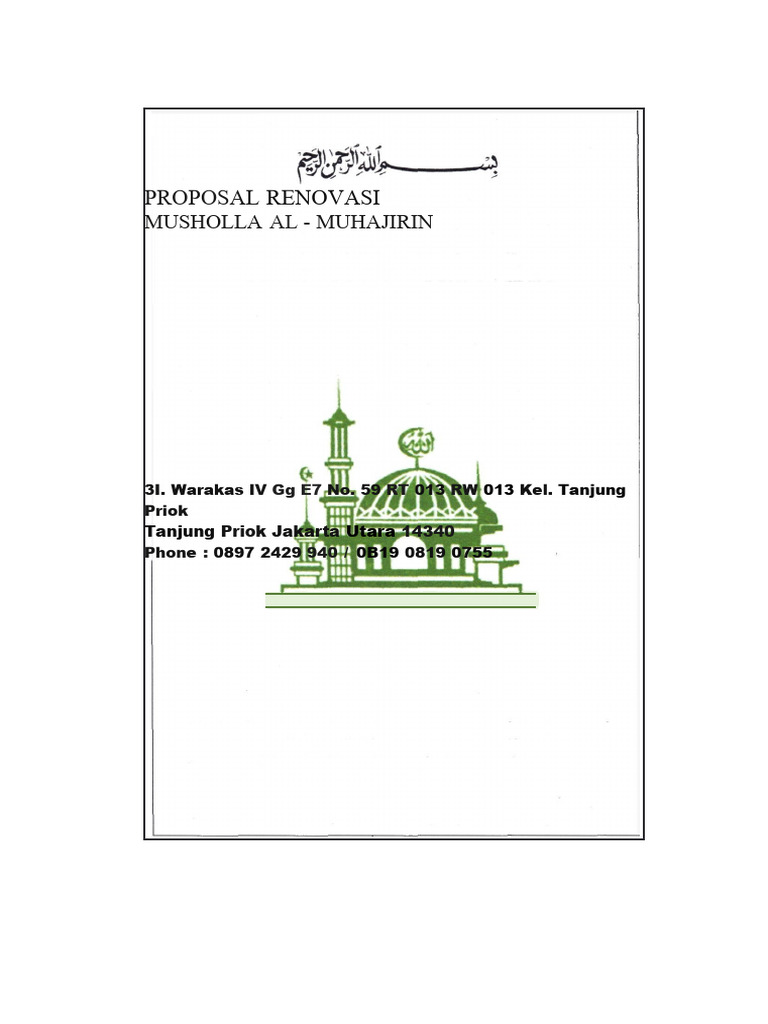 Proposal Renovasi Musholla Al-Muhajirin | PDF