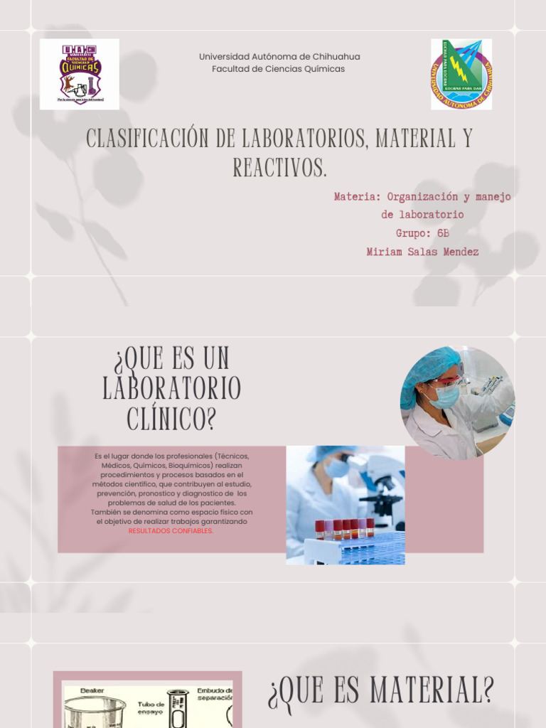 Clasificación de Laboratorios, Material y Reactivos | PDF ...