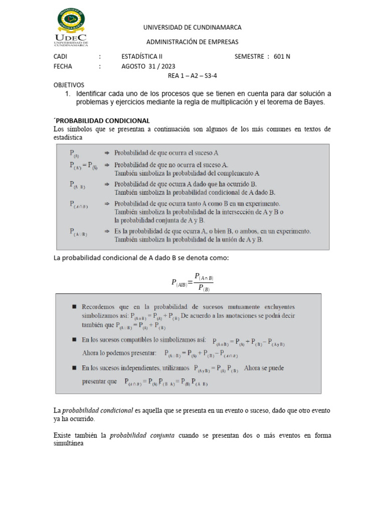 Rea 1-Teorema de Bayes | PDF | Probabilidad | Matemáticas