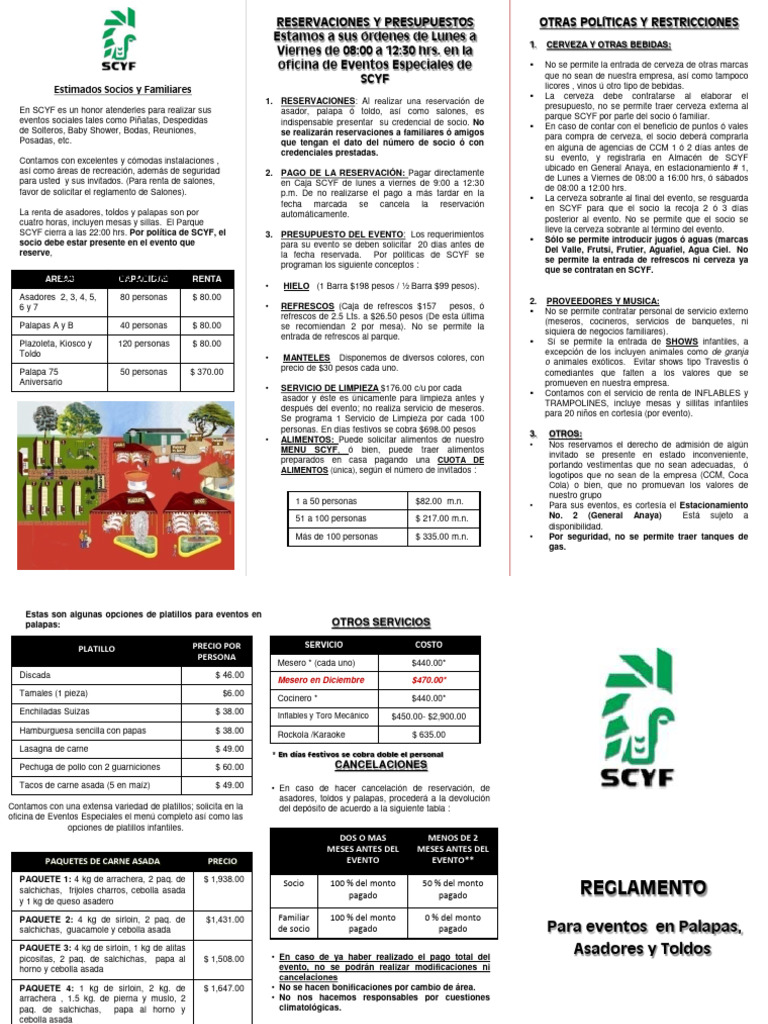 Reglamento Eventos Palapas SCYF 2016 | PDF | Cocina de las Americas ...
