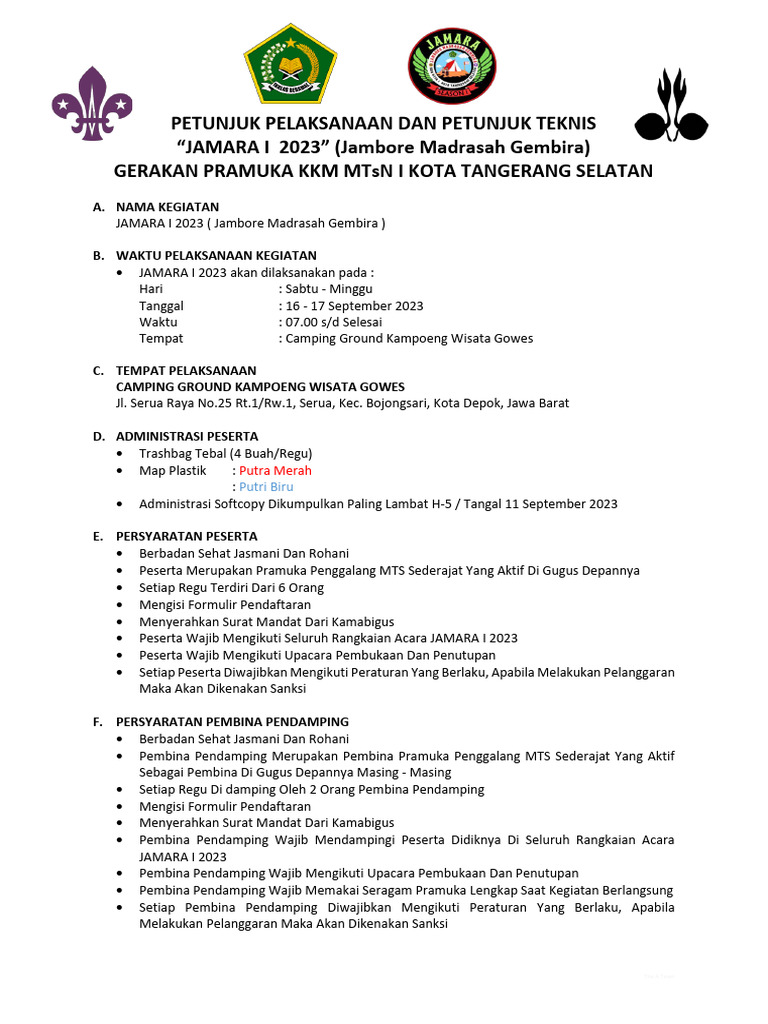 PETUNJUK PELAKSANAAN DAN PETUNJUK TEKNIS JAMARA I 20203 (Rev.I) | PDF