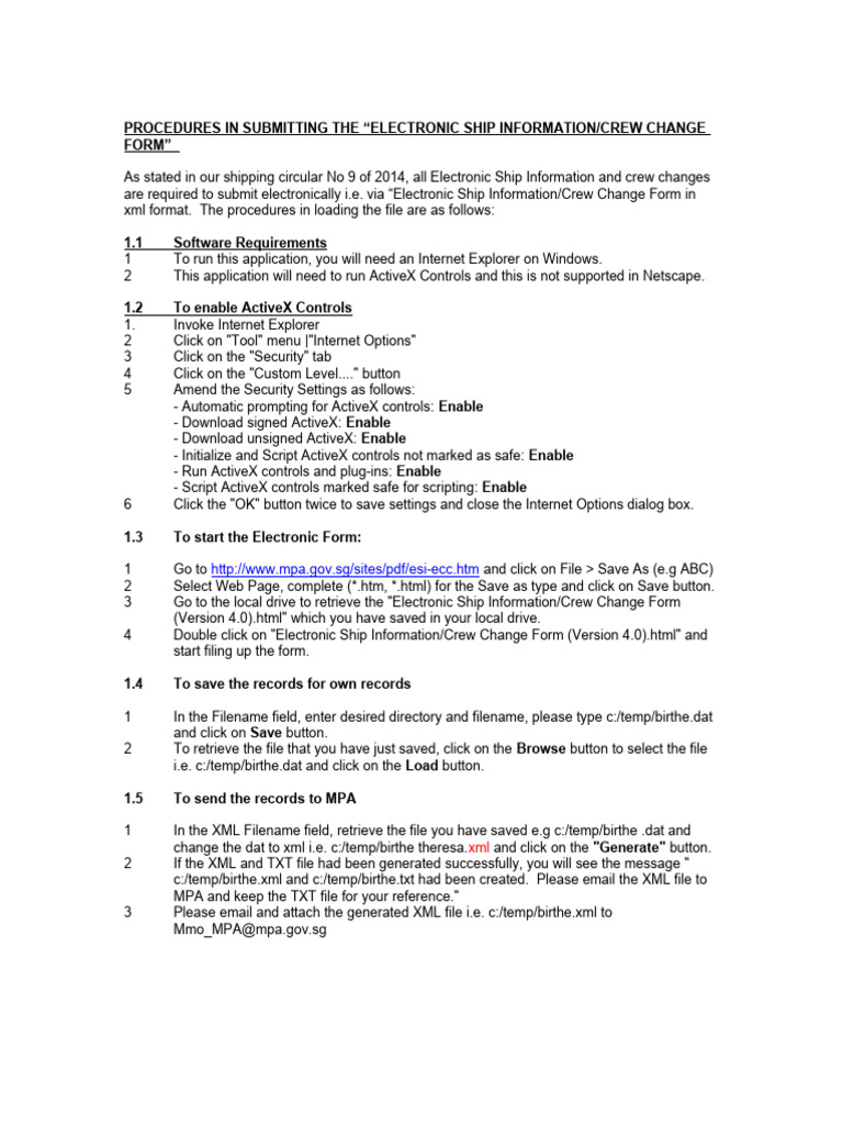 Procedure in Submitting The Electronic Ship Information - Crew Change ...