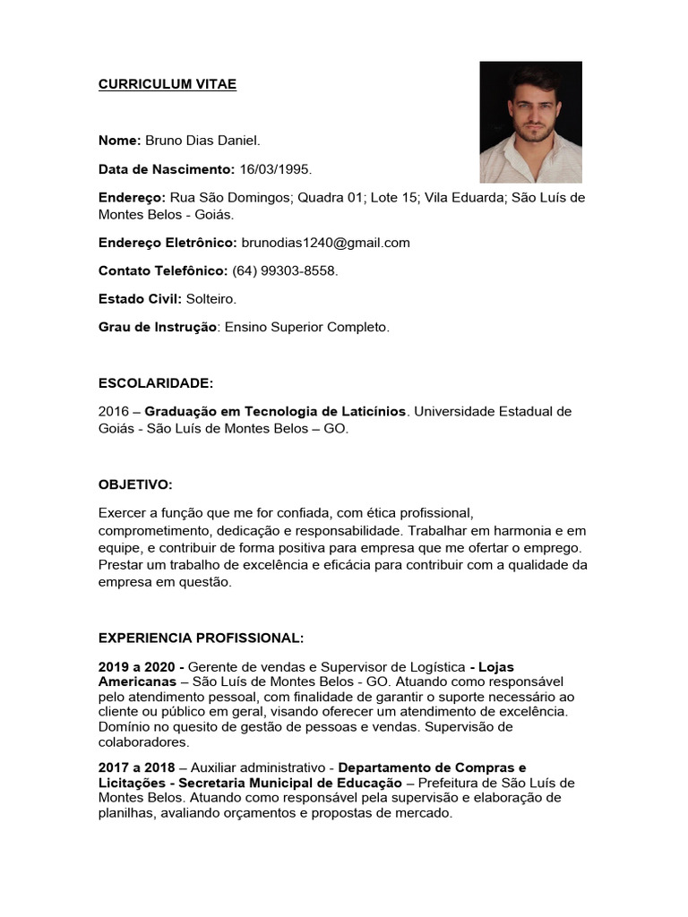 Curriculum Vitae Bruno Dias | PDF