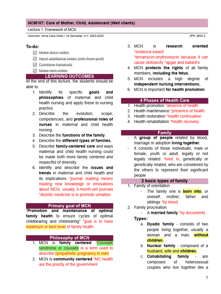 NCM107 Lecture 1 Framework of MCN | PDF