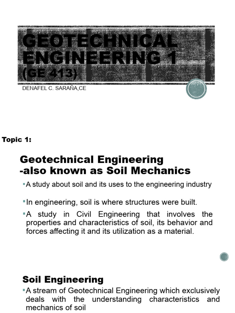 Geotechnical Engineering 1 | PDF
