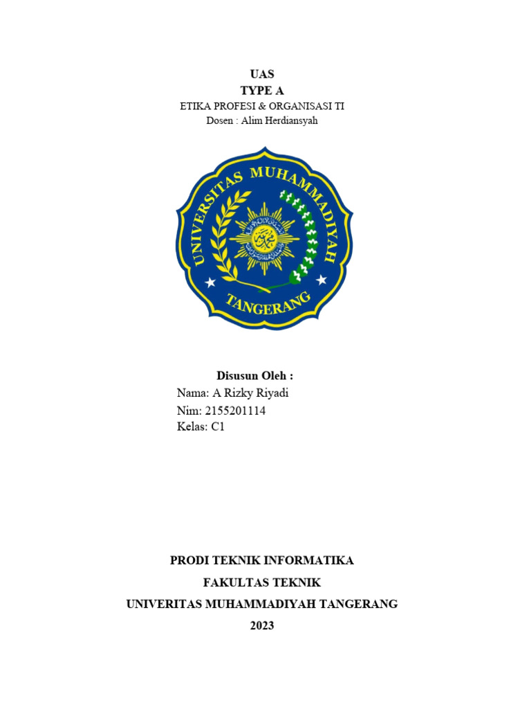 Uas Etprof Type A 114 - c1 - Ahmad Rizky Riyadi | PDF