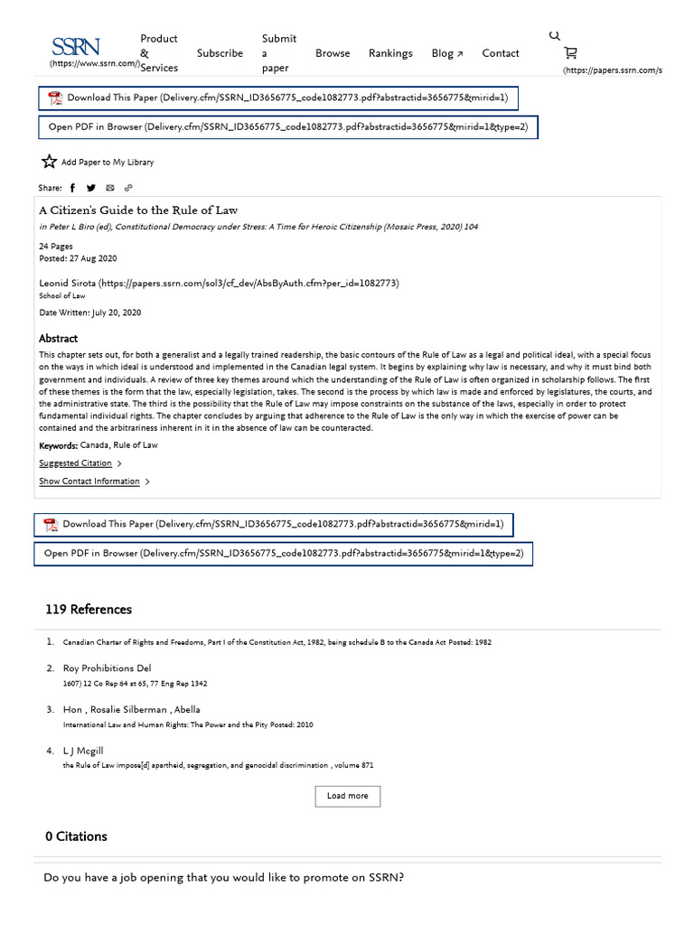 A Citizen's Guide To The Rule of Law by Leonid Sirota - SSRN | PDF | Rule Of Law | Citizenship