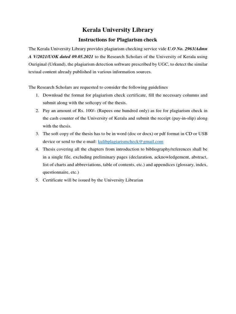 Instructions For Plagiarism Cchheck | PDF | Thesis | Computing