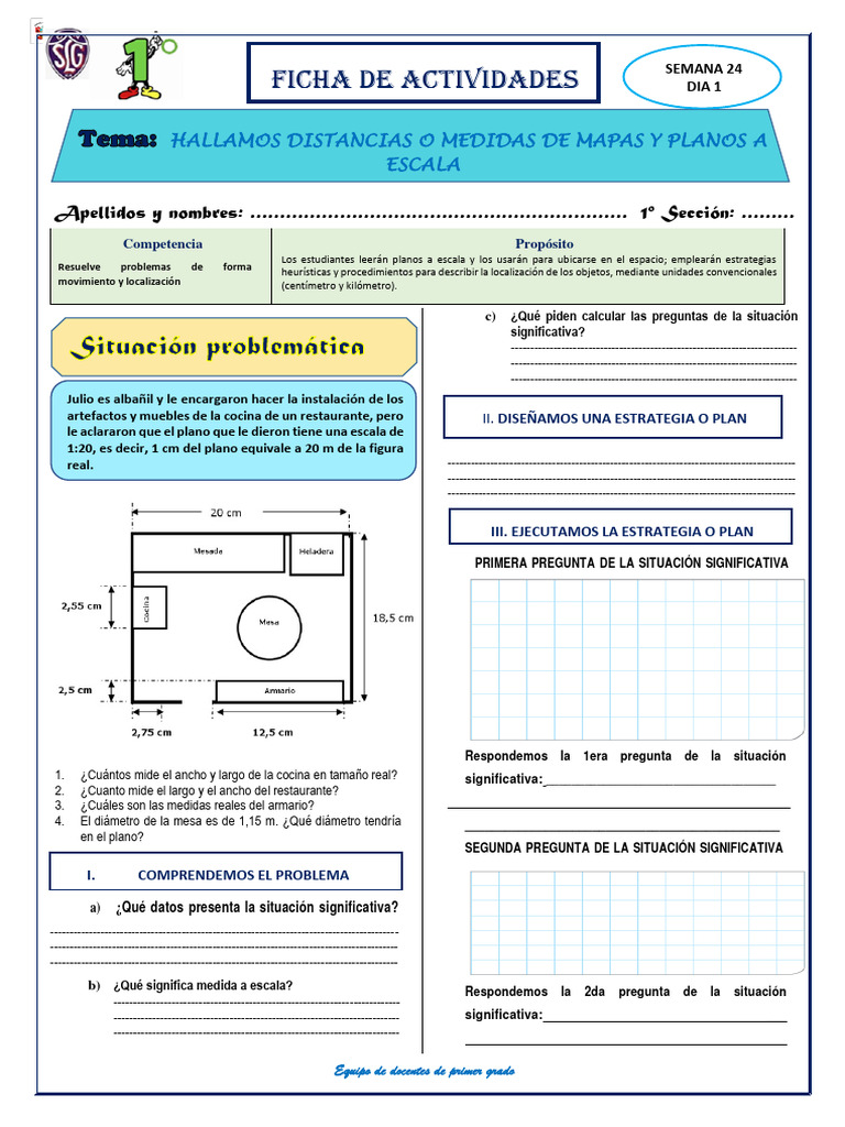 Ficha Sem24 - Dia1 - Hallamos Medidas o Distancias de Planos o Mapas A Escala | PDF
