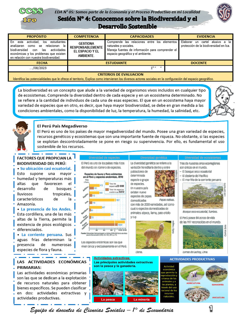 Ficha de Actividad CCSS Semana 4 Eda 5 | PDF | Sustentabilidad | Desarrollo sostenible