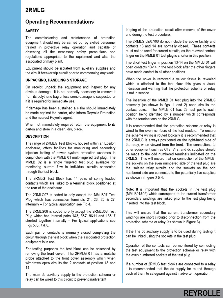 2RMLG Operating Recommendations | PDF | Electrical Connector | Ac Power ...
