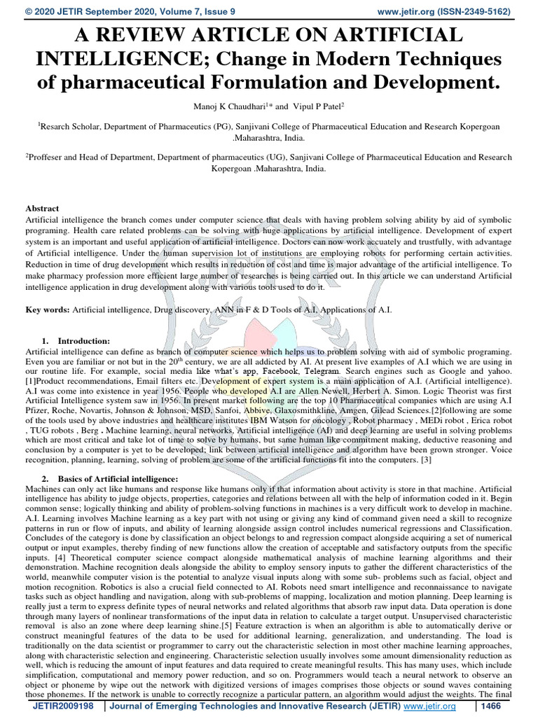 2020 Chaudhari A Review Article On Artificial Intelligence Change in ...