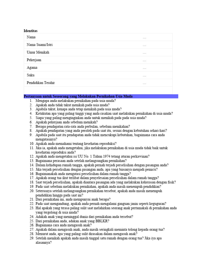 Contoh Interview Guide | PDF