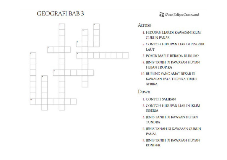 teka silangkata geografi tingkatan 3 | PDF