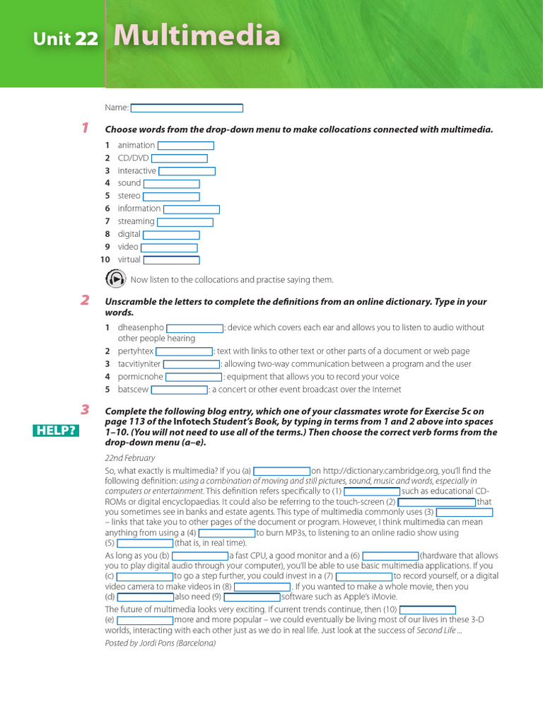 Infotech4 Intermediate Unit22 Workbook | PDF | Multimedia | Information And Communications ...