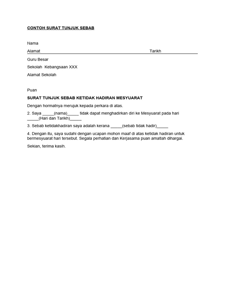 Contoh Surat Tunjuk Sebab | PDF