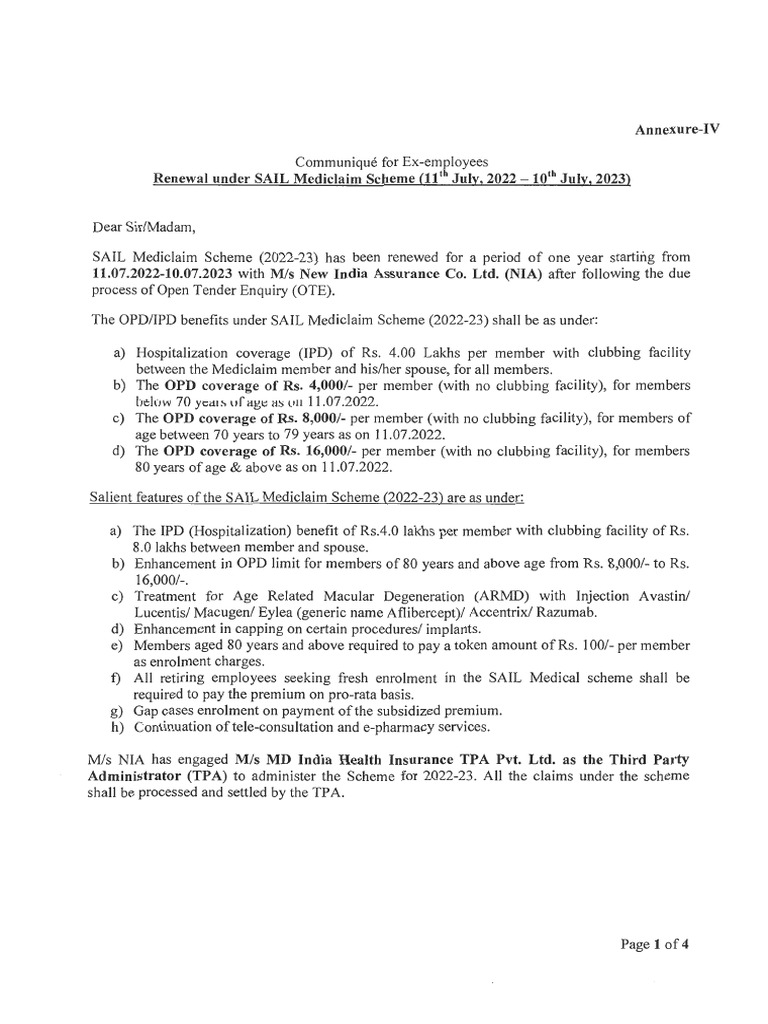 Annexure-IV Communique For Ex-Employees | PDF