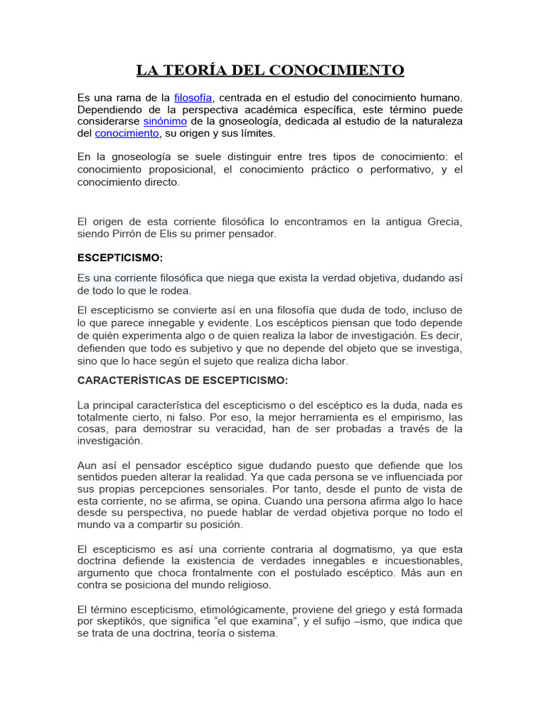 La Teoría Del Conocimiento | PDF