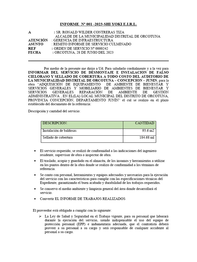 INFORME Cieloraso | PDF | Materiales