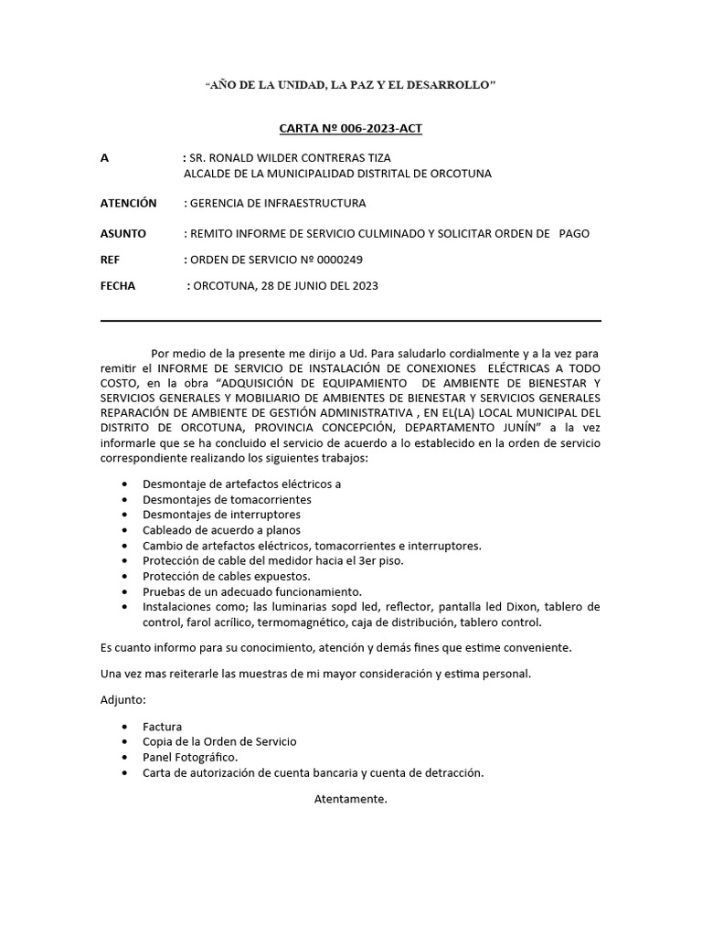 Informe de Culminacion Aderli | PDF