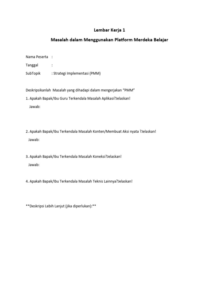 Lembar Kerja PMM (PMO) | PDF