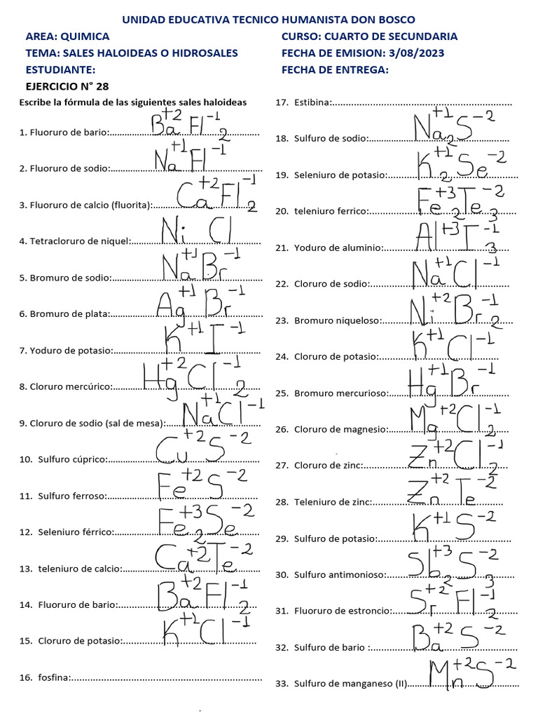 Sales Haloideas | PDF | Ácido | Sal (química)