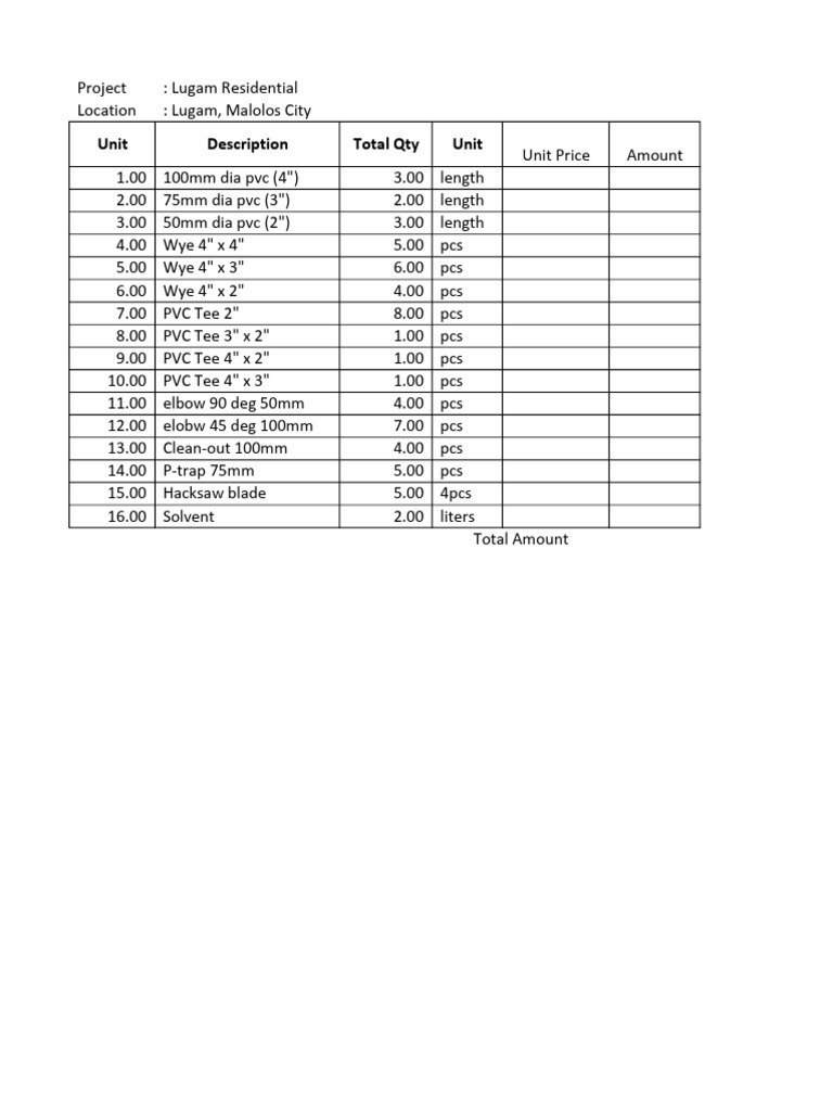 Plumbing For Quotation | PDF