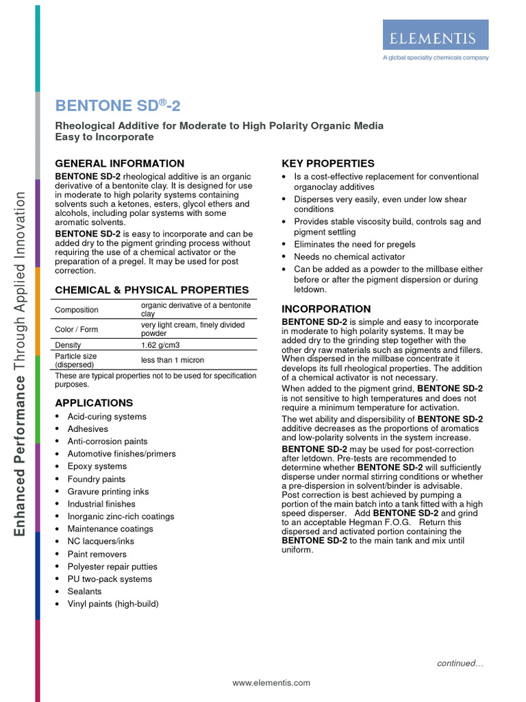 Bentone SD2 | PDF | Paint | Rheology