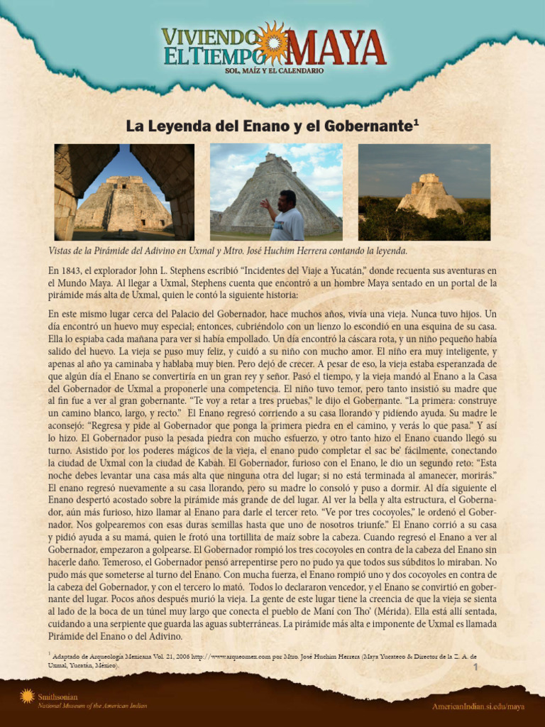La Leyenda Del Enano y El Gobernante de Uxmal | PDF