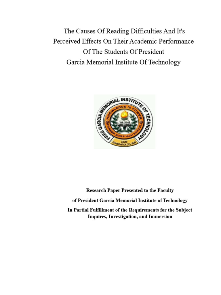The Causes of Reading Difficulties and It's Perceived Effects On Their ...