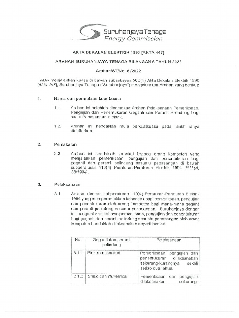 Arahan Pelaksanaan Pemeriksaan, Pengujian Dan Penentukuran Geganti Dan ...