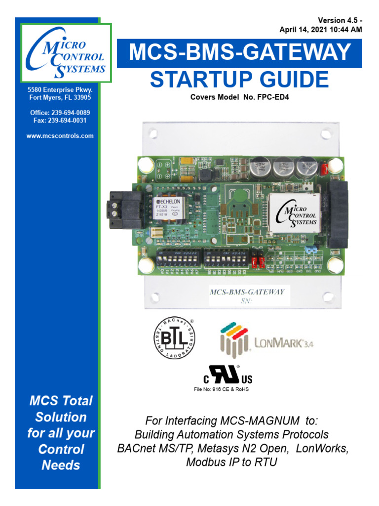 MCS-BMS-GATEWAY Startup Guide | PDF | Ip Address | Computer Network