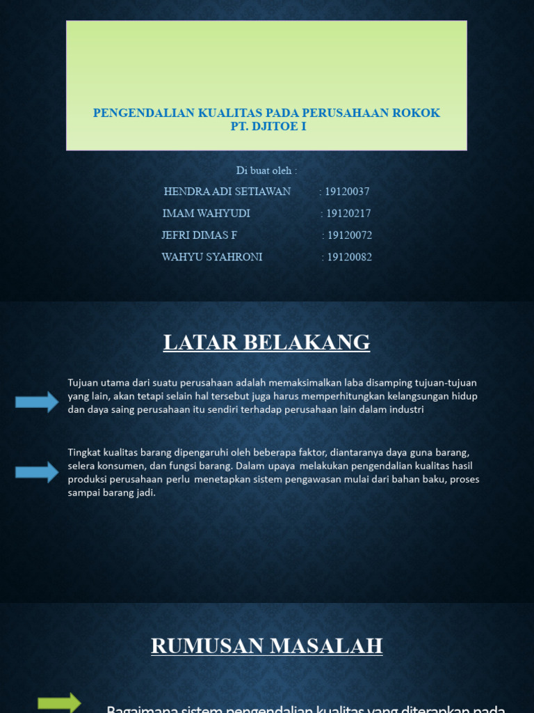 Pengendalian Kualitas Rokok Djitoe | PDF | Teknologi & Rekayasa