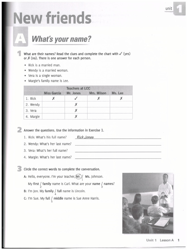 Four Corners 1 WB Unidades 1-3 1er Semestre | PDF
