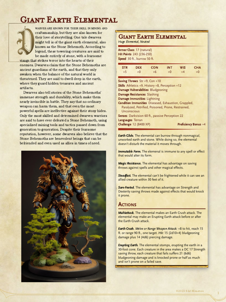 Giant Earth Elemental - The Homebrewery | PDF | Dwarf (Dungeons & Dragons)