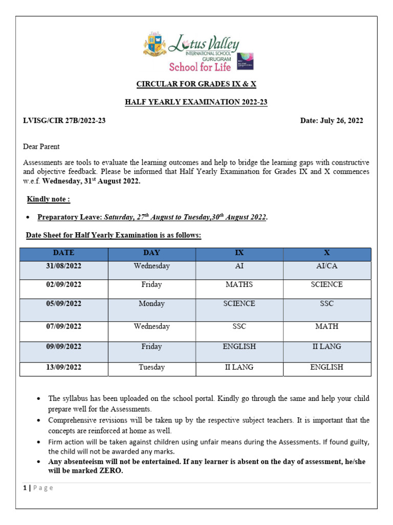 Date Sheet | PDF | Learning