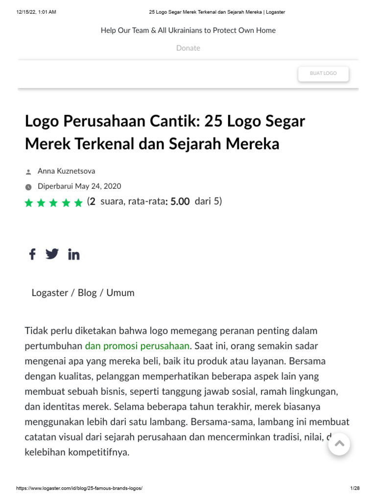 25 Logo Segar Merek Terkenal Dan Sejarah Mereka - Logaster | PDF