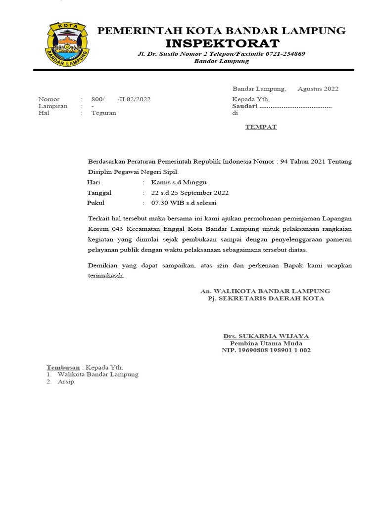 Contoh Surat Teguran Tertulis 2022 | PDF