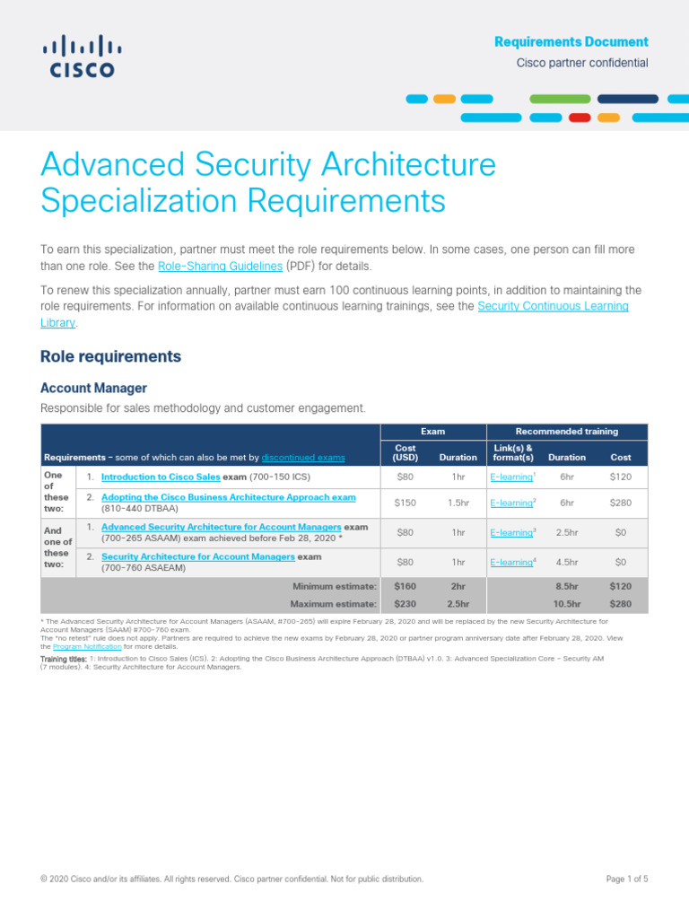 Cisco Advanced Security Architecture Requirements | PDF | Cisco ...