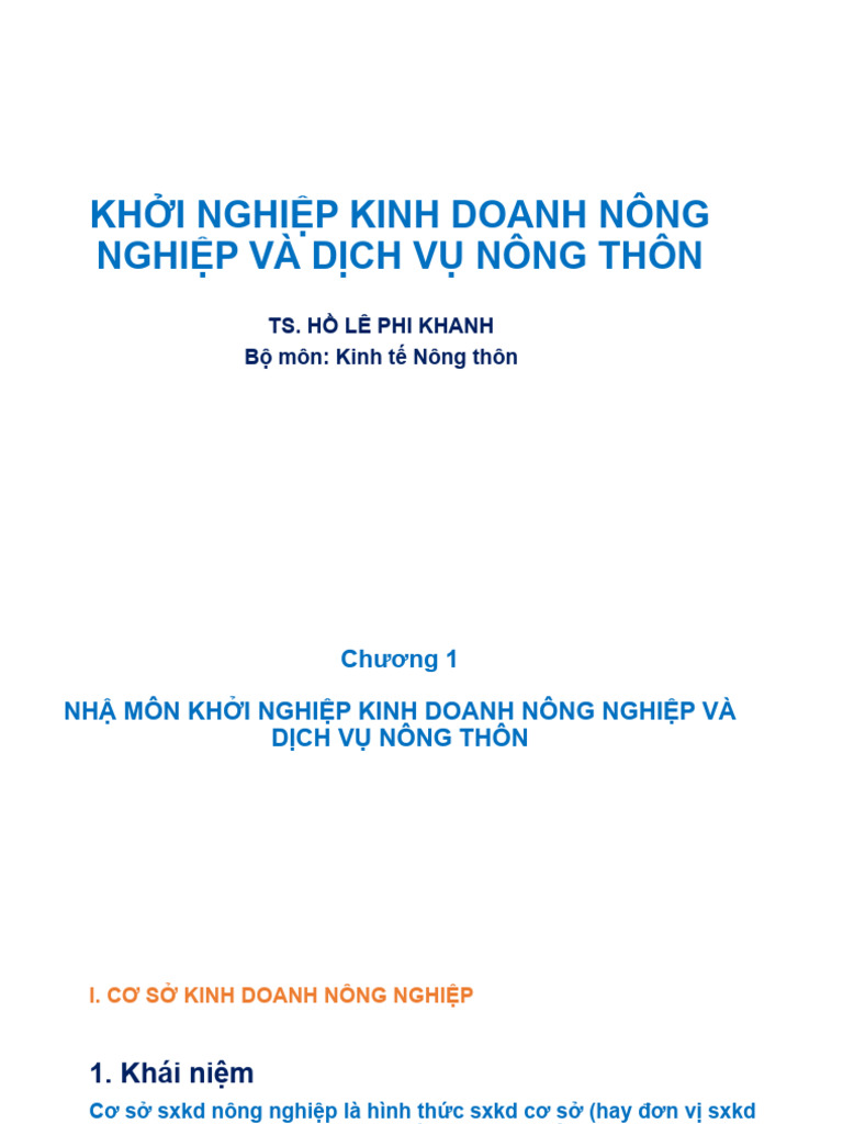 Khoi Nghiep KDNN DVNT - Chuong 1 | PDF