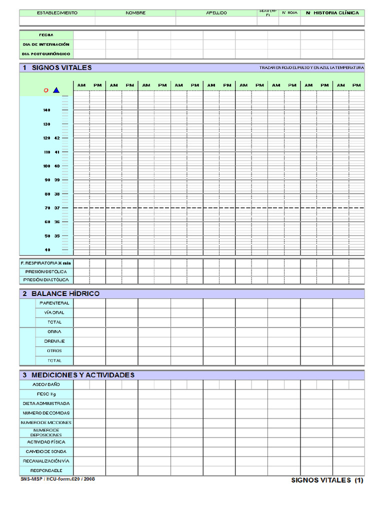 Formulario 020 Signos Vitales | PDF