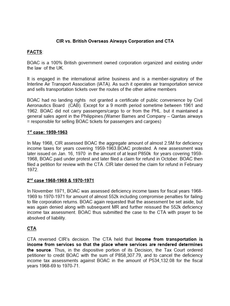 CIR Vs BOAC | PDF | Taxes | Insurance