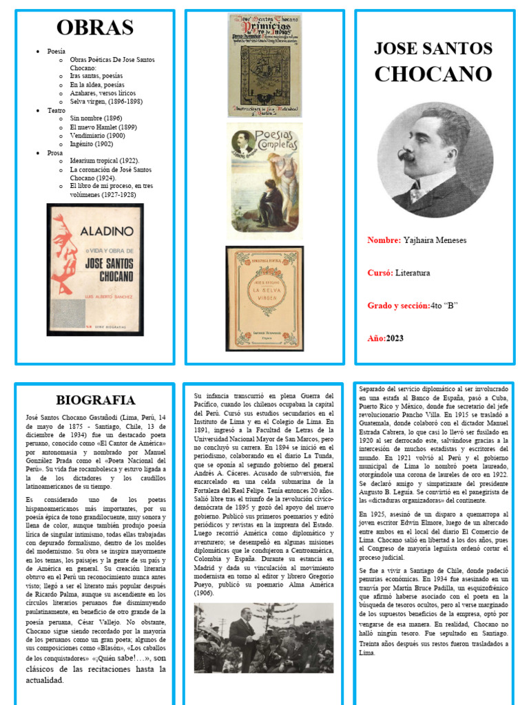 Obras y biografía de José Santos Chocano | PDF