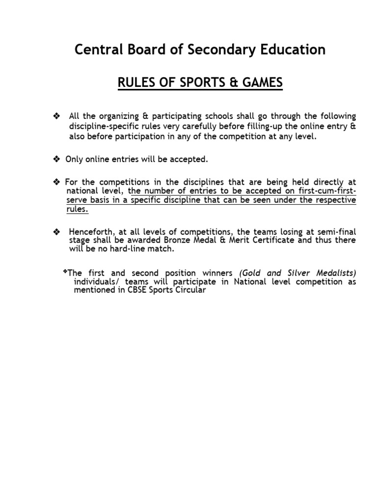 CBSE Sports Rules for Schools | PDF | Gymnastics | Association Football