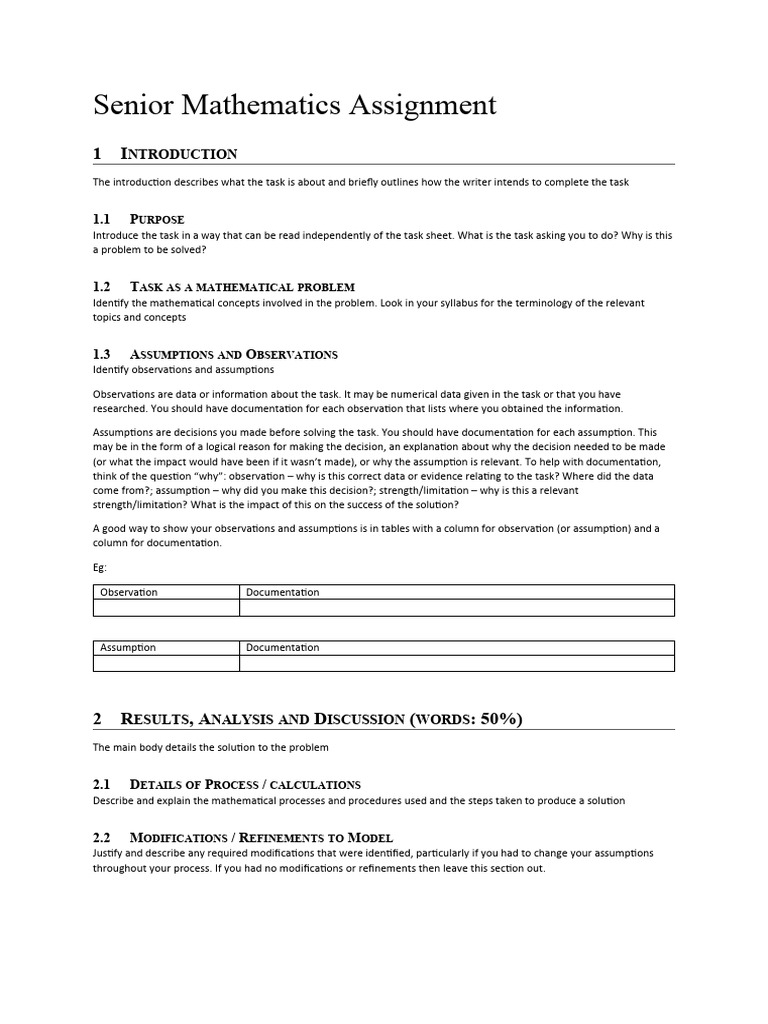 Senior Math Assignments Outline - Detail | PDF | Mathematics | Data