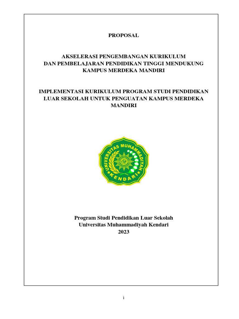 Proposal Hibah Kurikulum Prodi PLS Tahun 2023 | PDF