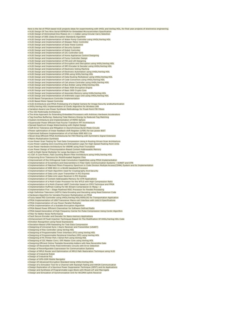 Here Is The List Of Fpga Based Vlsi Projects Ideas For Experimenting