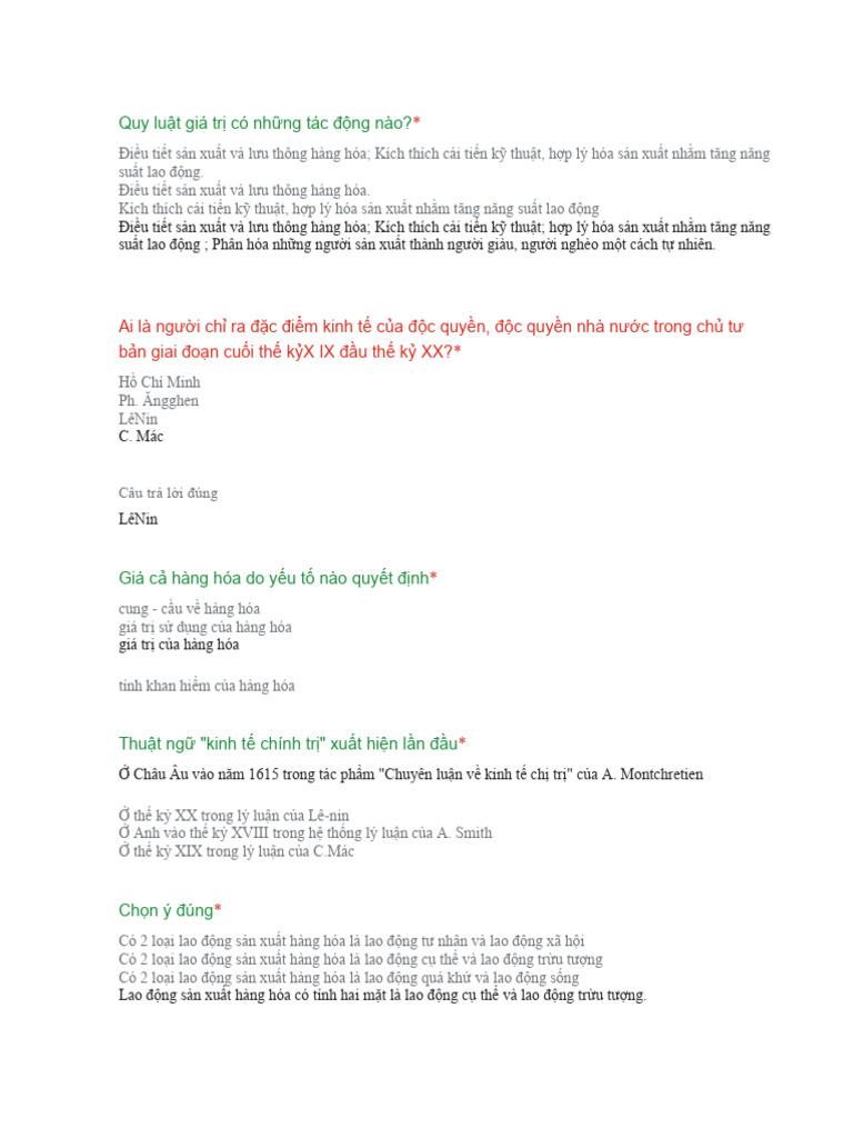 Kinh Tế Chính Trị Ktra 1 | PDF