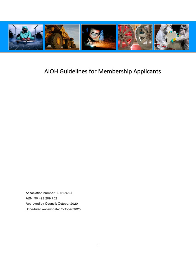 AIOH Membership Application Guidelines | PDF | Occupational Hygiene ...